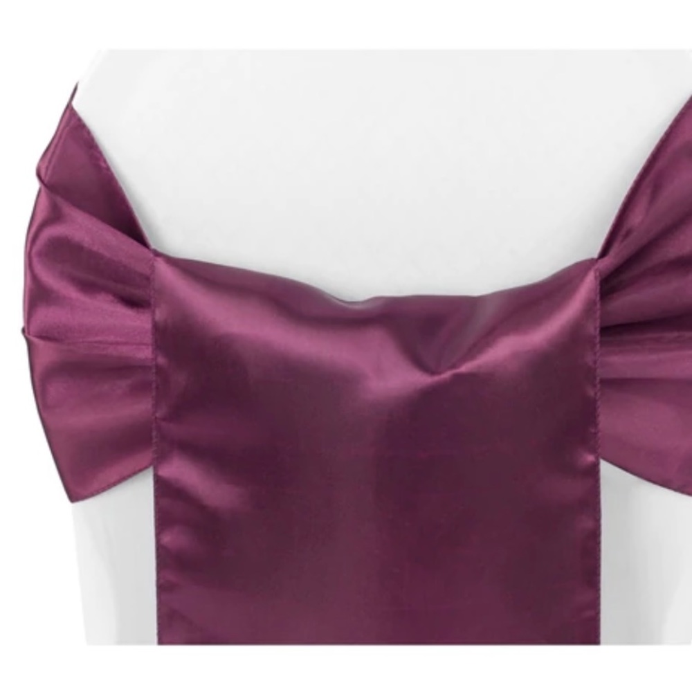 50 Burgundy Satin Chair Sashes - Gem